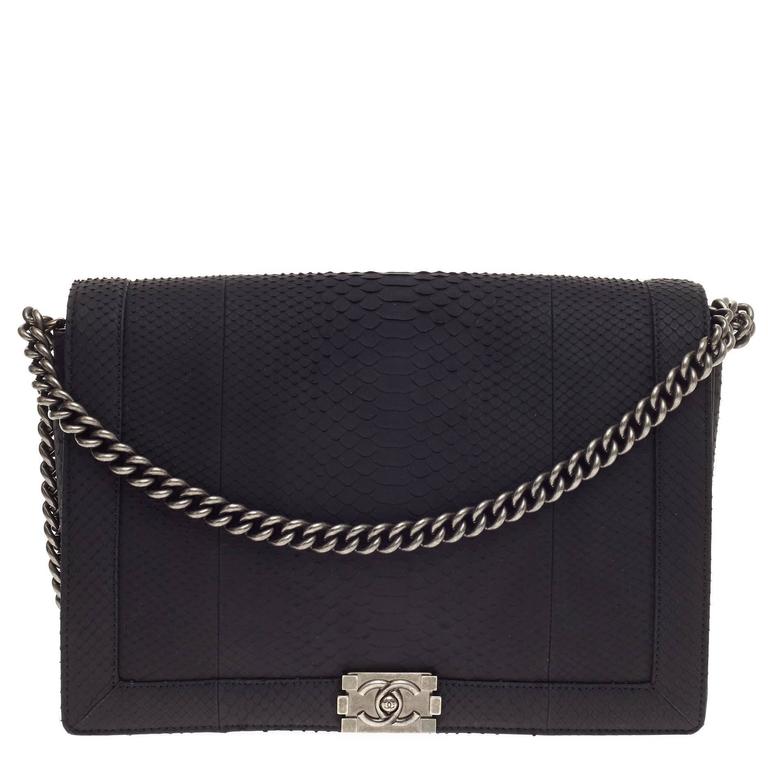 Chanel Boy Flap Matte Python XL at 1stDibs | chanel boy python black ...