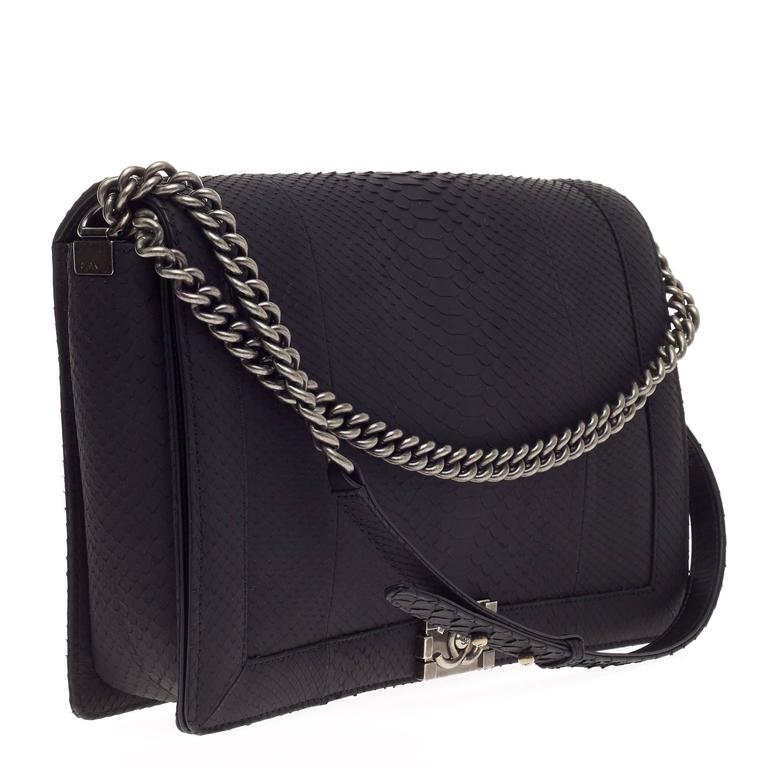 Chanel Boy Flap Matte Python XL at 1stDibs | chanel boy python black ...