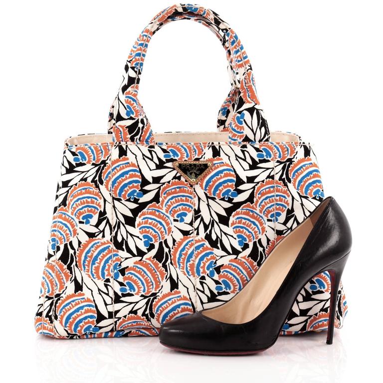 Prada Canapa Tote Printed Canvas Medium at 1stDibs