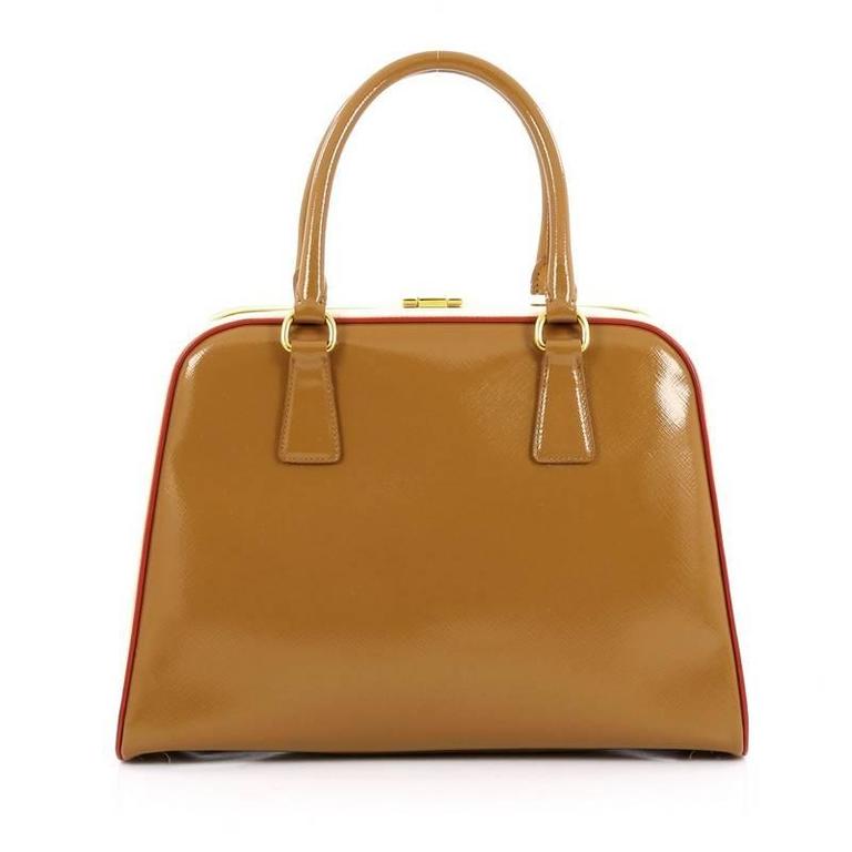 Prada Pyramid Top Handle Bag Vernice Saffiano Leather Medium at 1stDibs