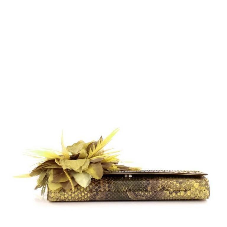 Gucci Angelica Clutch Python with Feathers Long at 1stDibs