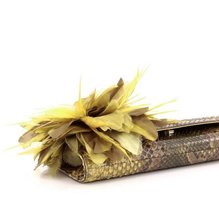 Gucci Angelica Clutch Python with Feathers Long at 1stDibs