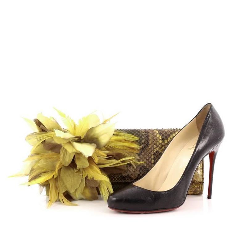 Gucci Angelica Clutch Python with Feathers Long at 1stDibs