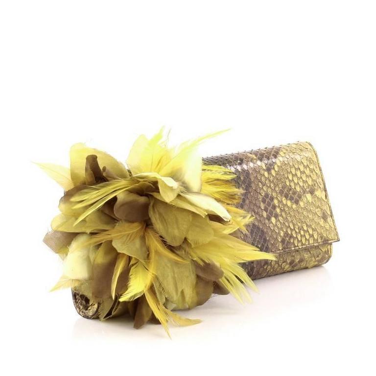 Gucci Angelica Clutch Python with Feathers Long at 1stDibs