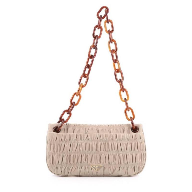 Prada Resin Chain Gaufre Flap Bag Leather Medium at 1stDibs