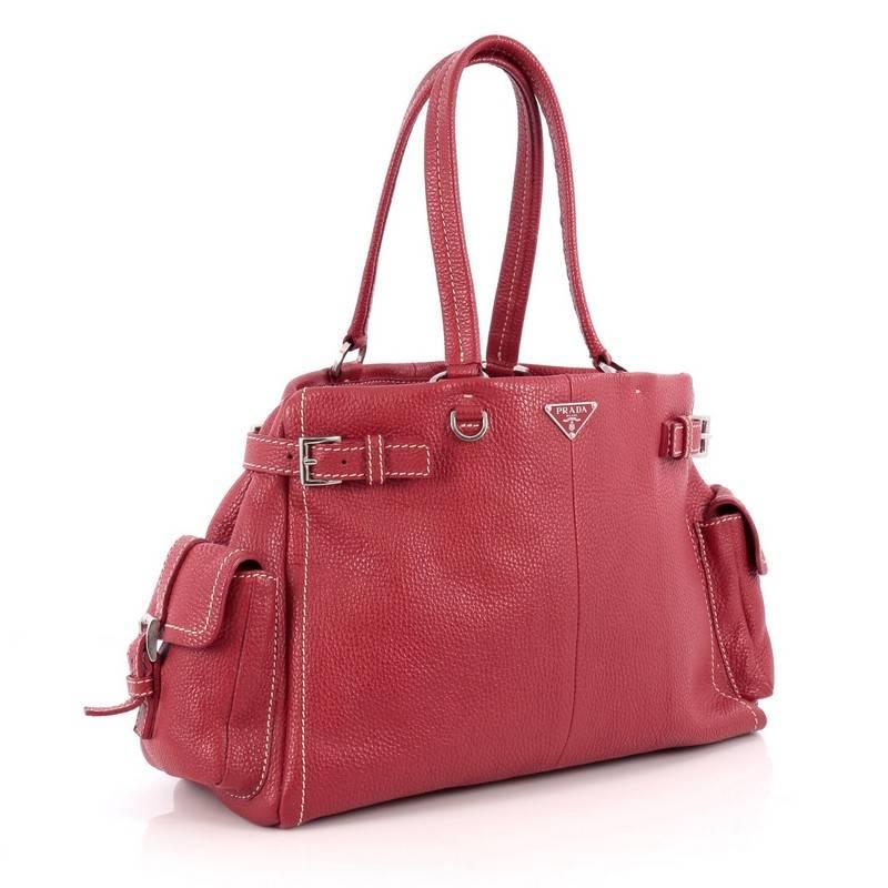 Prada Side Pocket Belt Tote Vitello Daino Medium at 1stDibs