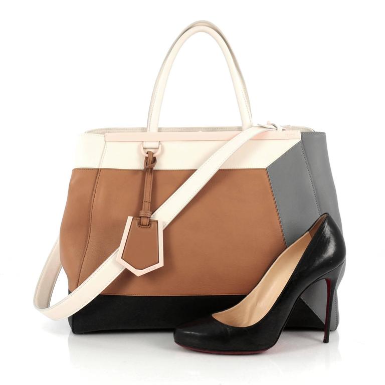 Fendi Color Block 2Jours Handbag Leather Medium at 1stDibs