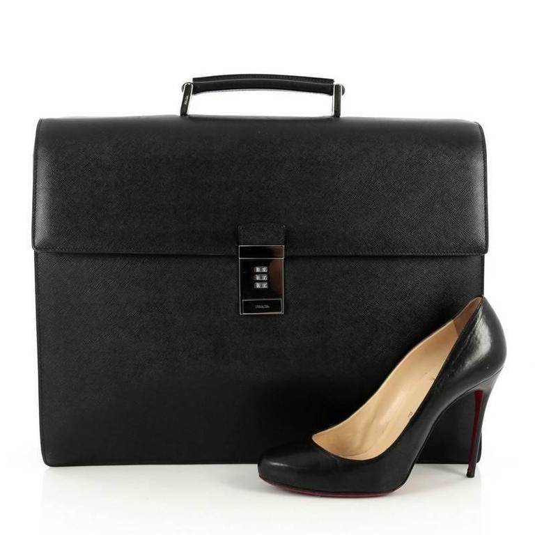 Prada Combination Lock Briefcase Saffiano Leather at 1stDibs