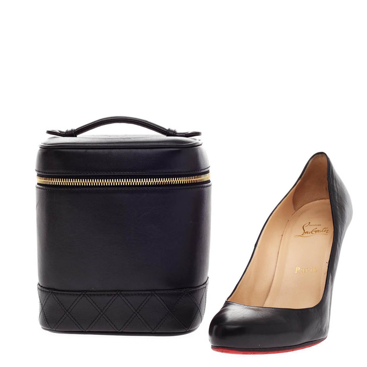 Chanel Cosmetic Case Quilted Lambskin Tall at 1stDibs