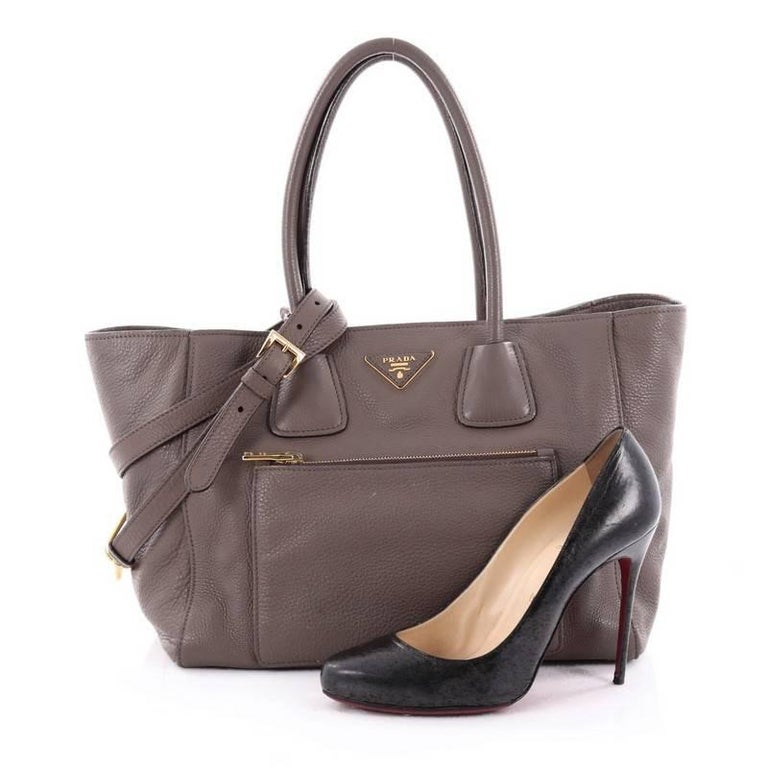Prada Front Pocket Wing Convertible Tote Vitello Daino at 1stDibs