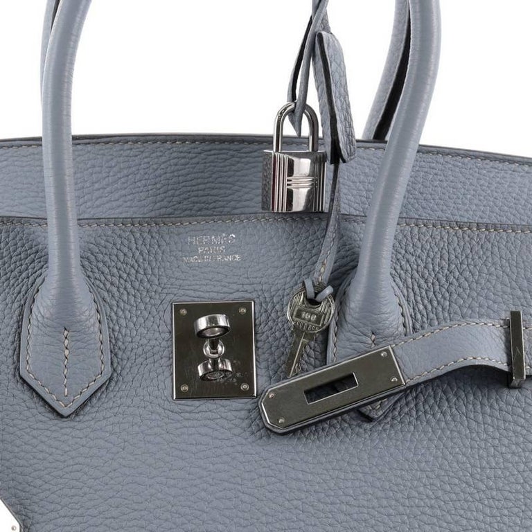 Hermes Birkin Handbag Bleu Lin Togo with Palladium Hardware 35 at 1stDibs