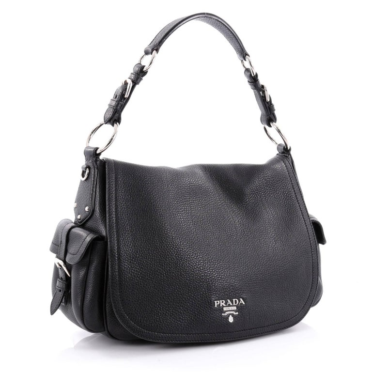 Prada Side Pocket Flap Shoulder Bag Vitello Daino Medium at 1stDibs