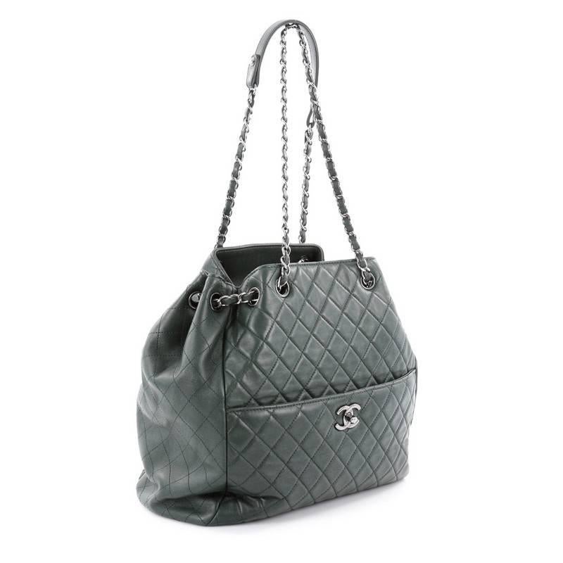 Chanel Drawstring CC Lock Bucket Bag Quilted Lambskin Medium at 1stDibs ...