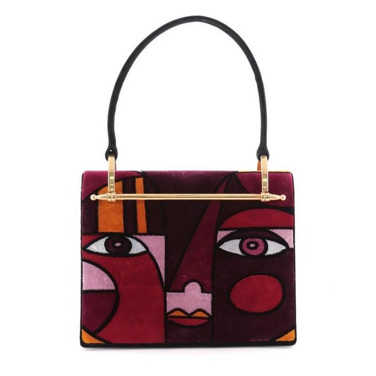 Prada Cubist Top Handle Bag Printed Velvet at 1stDibs
