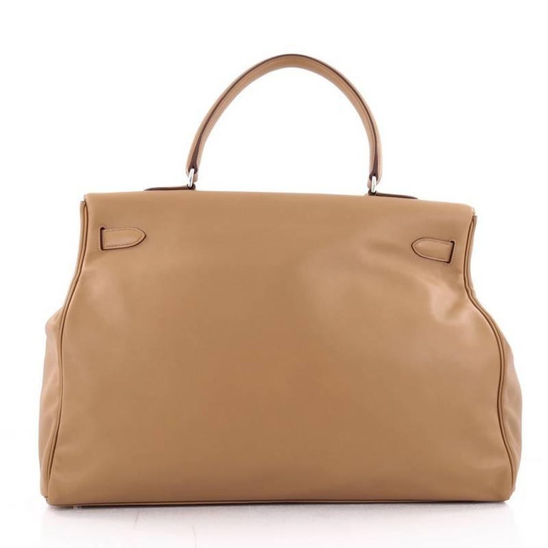 Hermes Kelly Relax Handbag Biscuit Swift with Palladium Hardware 50 at ...