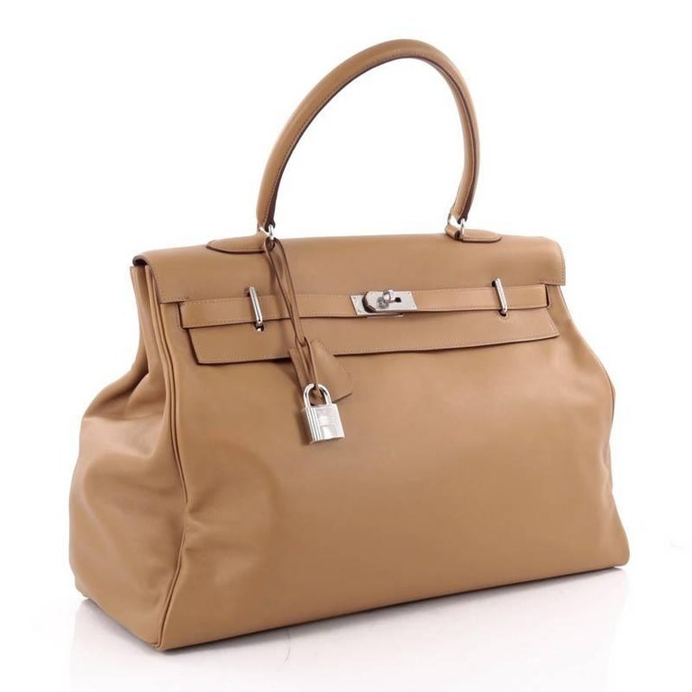 Hermes Kelly Relax Handbag Biscuit Swift with Palladium Hardware 50 at ...