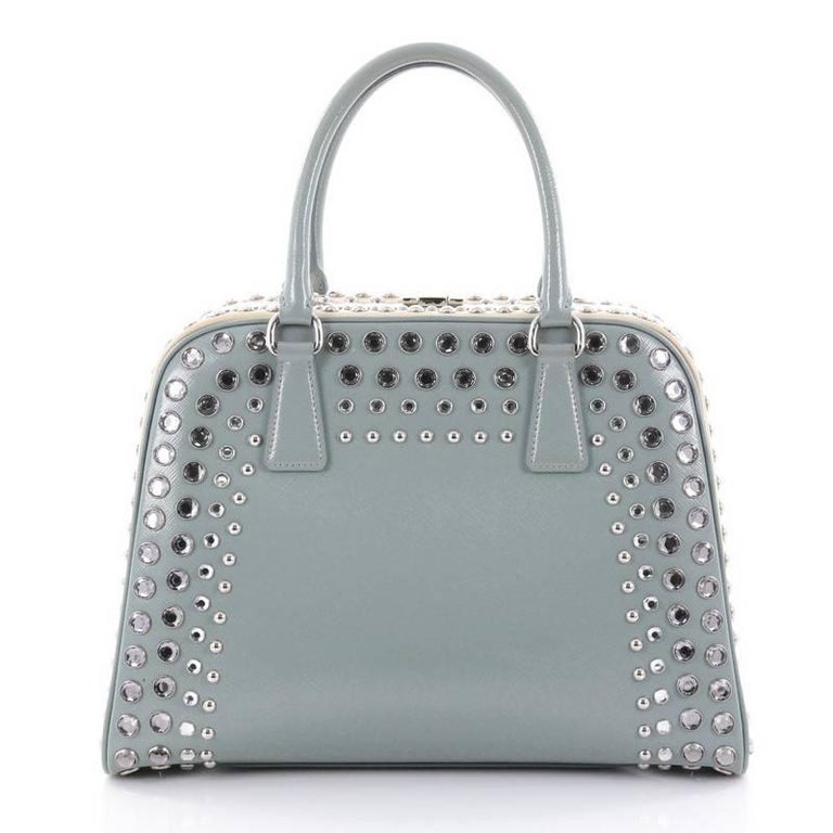 Prada Pyramid Top Handle Bag Studded Vernice Saffiano Leather Large at ...