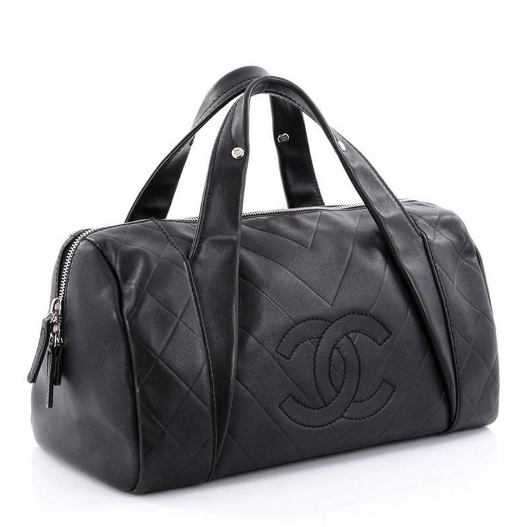 Chanel Chevron Leather Medium All Day Long Bowler Bag at 1stDibs