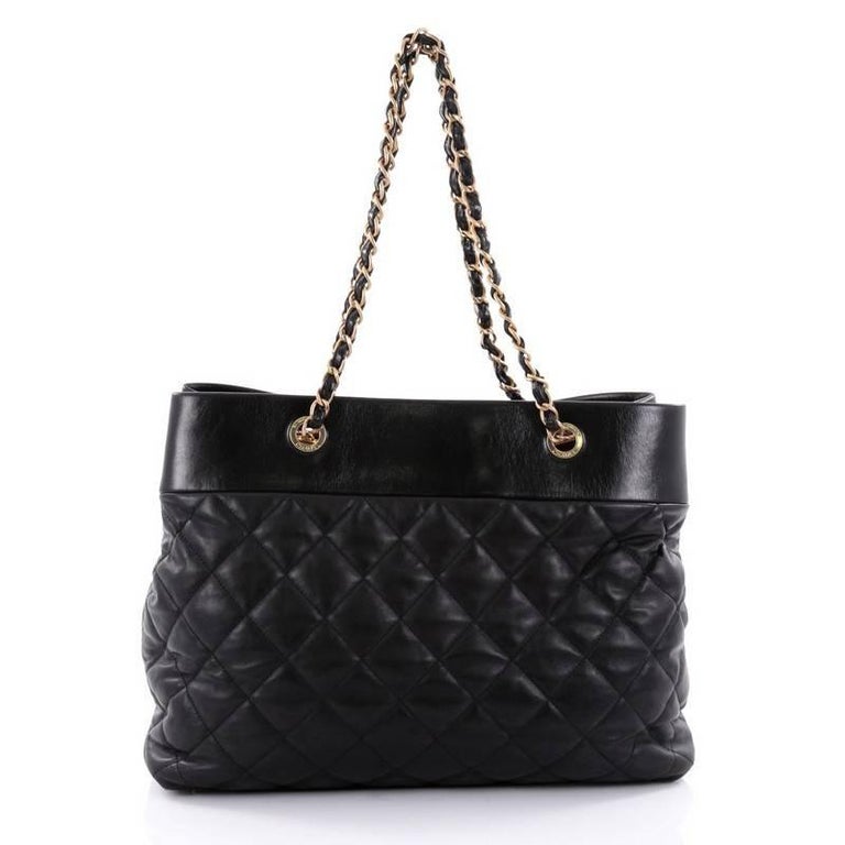 Chanel Soft Elegance Tote Quilted Distressed Calfskin Large at 1stDibs