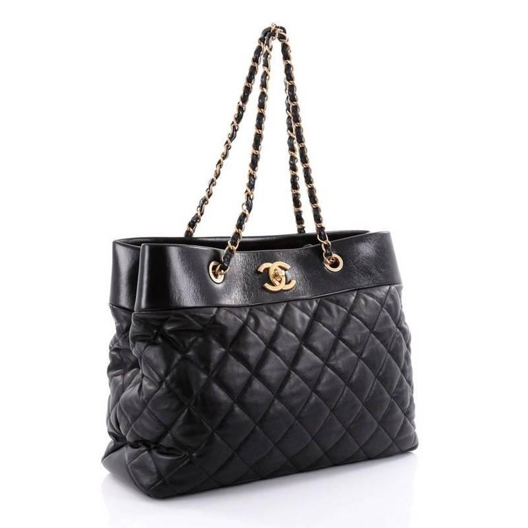 Chanel Soft Elegance Tote Quilted Distressed Calfskin Large at 1stDibs