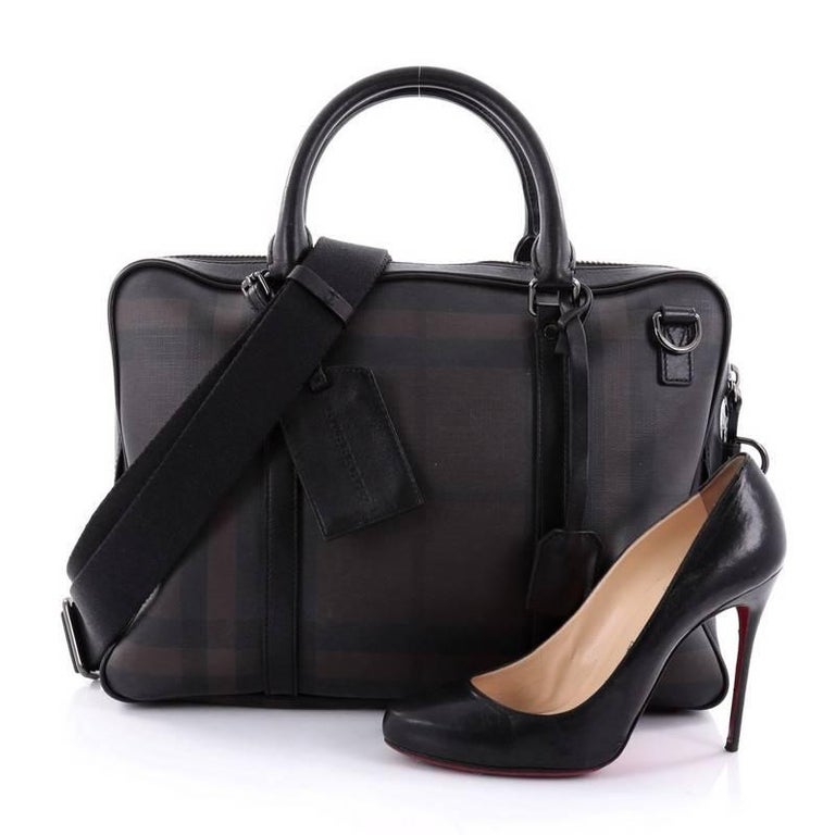Burberry Newburg Briefcase Smoked Check Coated Canvas Medium at 1stDibs