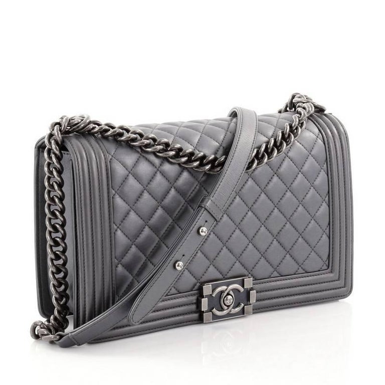 Chanel Boy Flap Bag Quilted Lambskin New Medium at 1stDibs | chanel boy ...