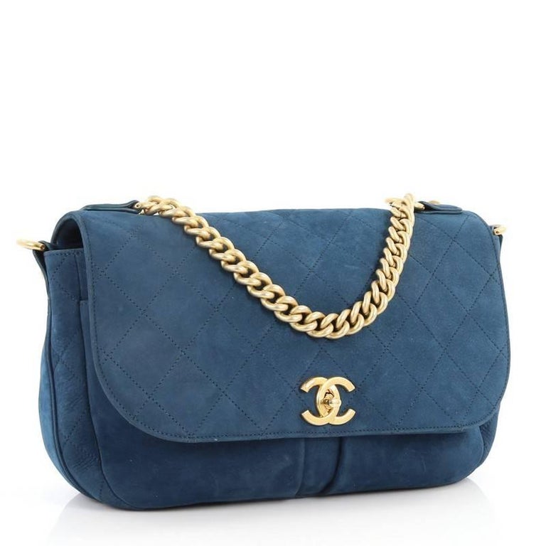 Chanel Paris in Rome Messenger Bag Quilted Nubuck Small at 1stDibs