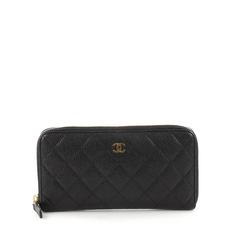 Chanel Zip Around Wallet Quilted Caviar Long at 1stDibs