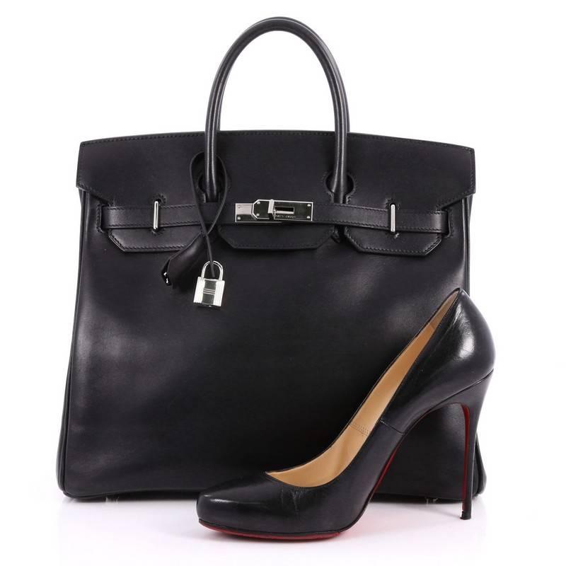 Hermes Birkin HAC Handbag Black Box Calf with Palladium Hardware 32 at ...