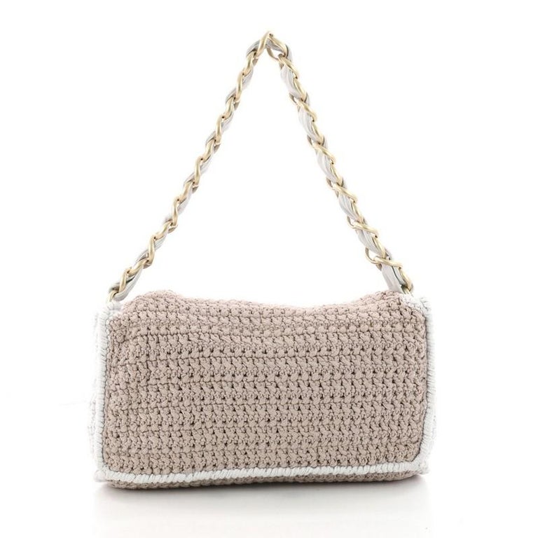 Chanel Camellia Crochet Flap Bag Fabric Small at 1stDibs | chanel ...