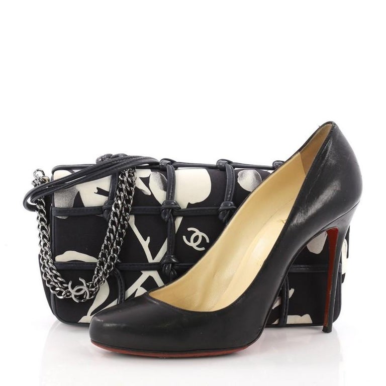 Chanel Net Chain Flap Bag Printed Satin Medium at 1stDibs | chanel net bag