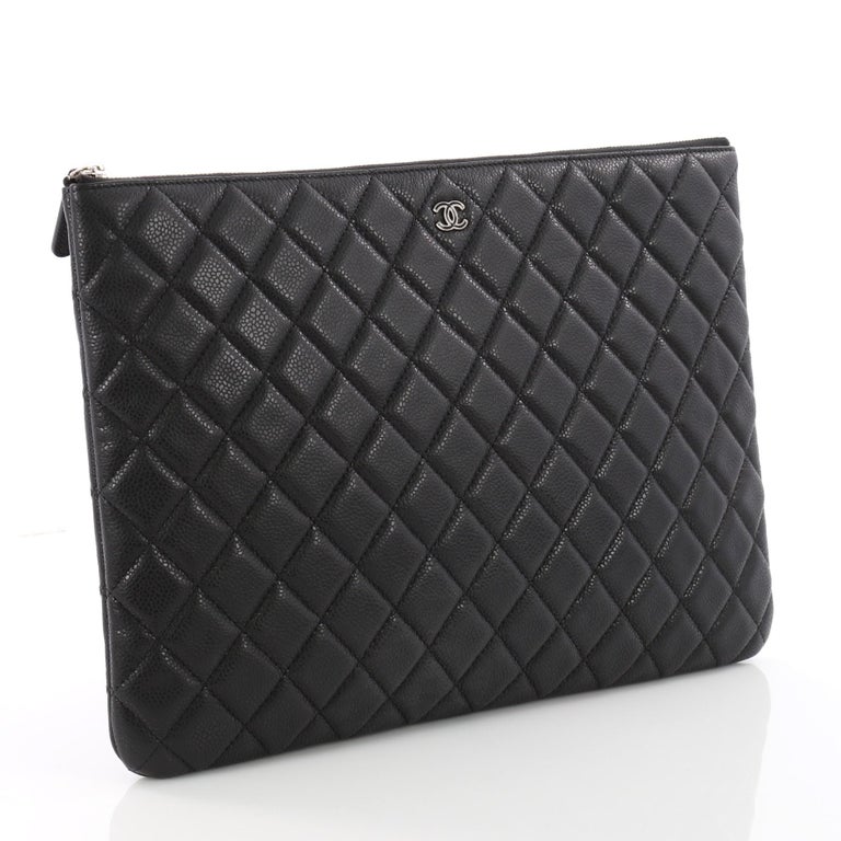Chanel O Case Clutch Quilted Caviar Large at 1stDibs | chanel o case large