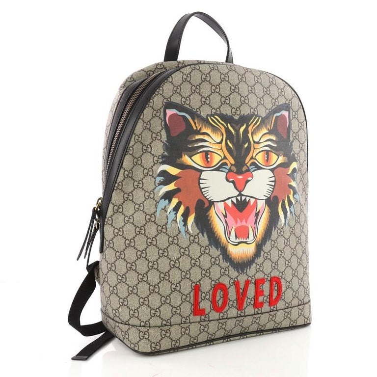 Gucci Angry Cat Zip Backpack Printed GG Coated Canvas Medium at 1stDibs ...