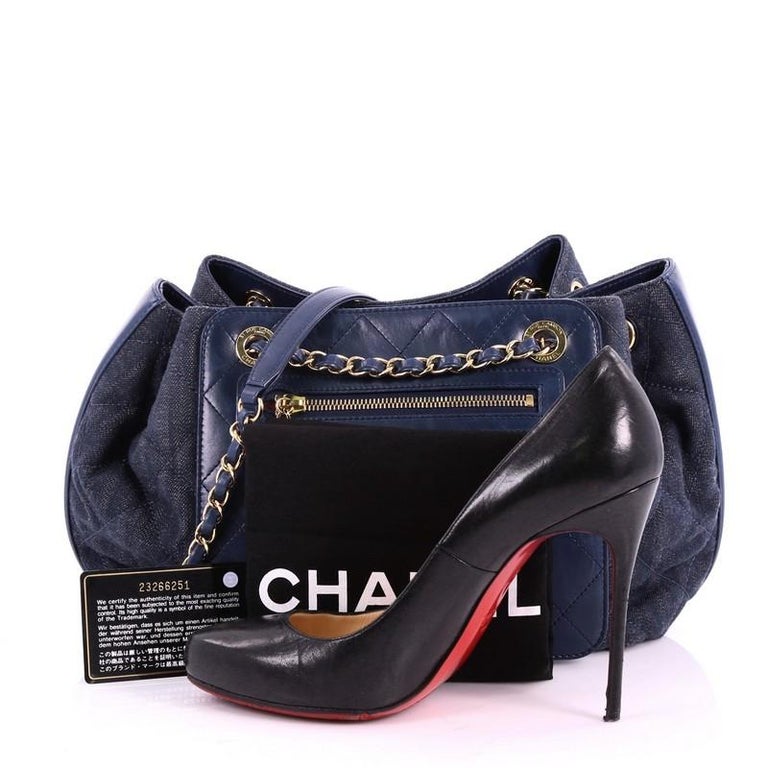 Chanel Drawstring Shoulder Bag Quilted Denim and Aged Calfskin Medium ...