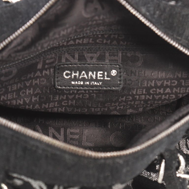 Chanel Vintage Zip Bowler Bag Printed Tweed Large at 1stDibs