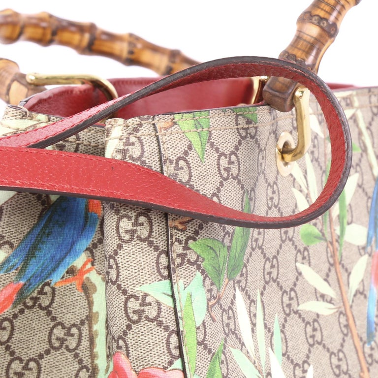 Gucci Bamboo Shopper Tote Tian Print GG Coated Canvas Medium at 1stDibs