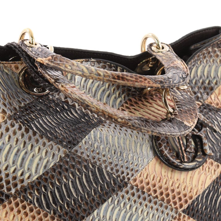 Christian Dior Diorissimo Tote Patchwork Python Medium at 1stDibs