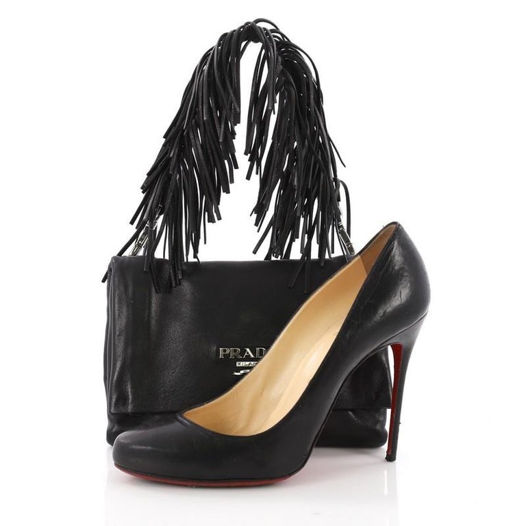 Prada Fringe Flap Shoulder Bag Nappa Leather Small at 1stDibs