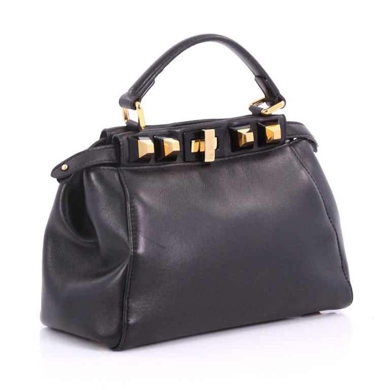 Fendi Peekaboo Handbag Leather with Studded Detail Mini at 1stDibs