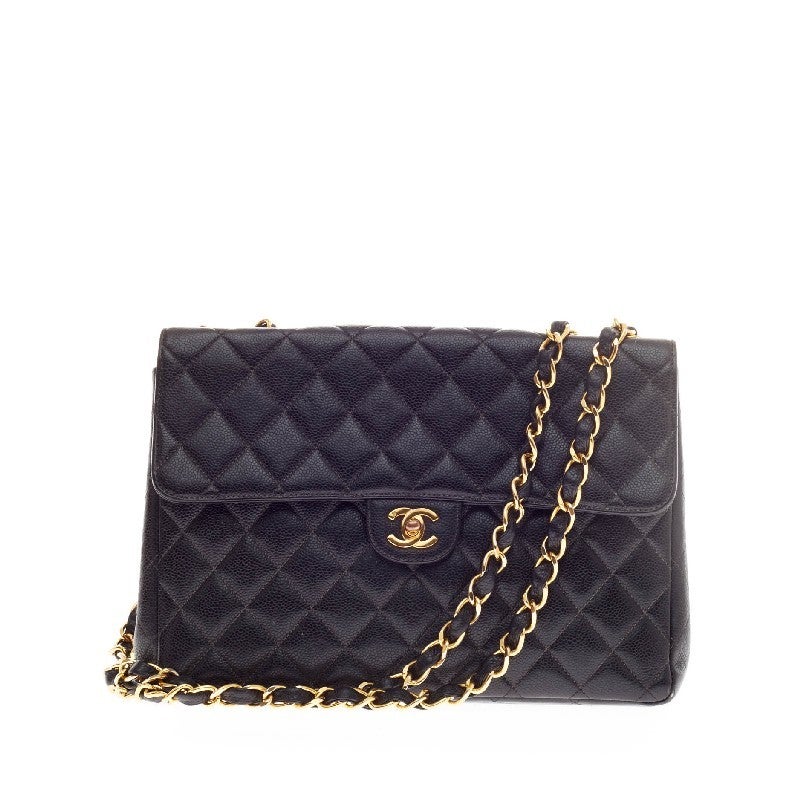 Chanel Vintage Classic Flap Caviar Jumbo at 1stDibs