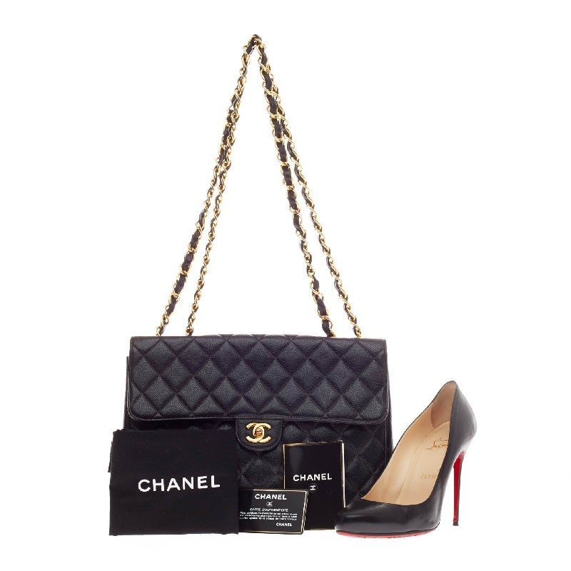 Chanel Vintage Classic Flap Caviar Jumbo at 1stDibs