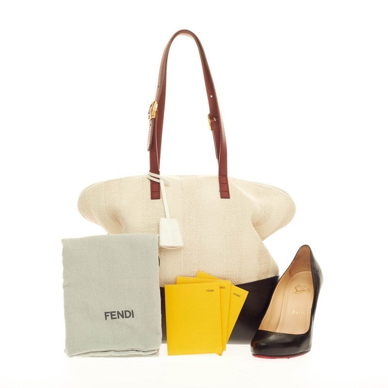 Fendi Pequin 2Bag Straw and Leather at 1stDibs