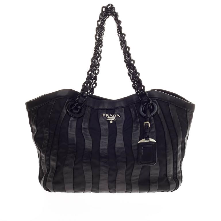 Prada Waves Chain Tote Leather and Tessuto Large at 1stDibs
