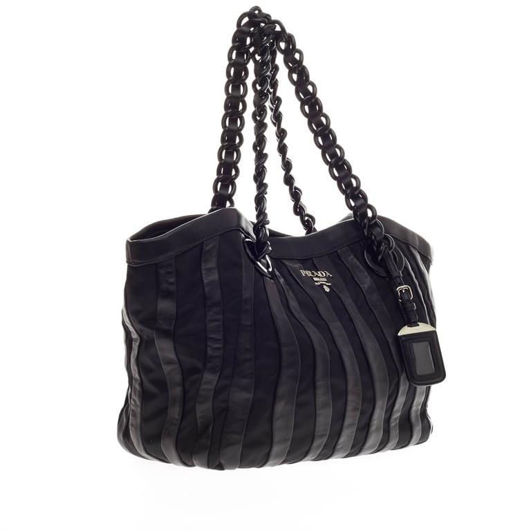 Prada Waves Chain Tote Leather and Tessuto Large at 1stDibs