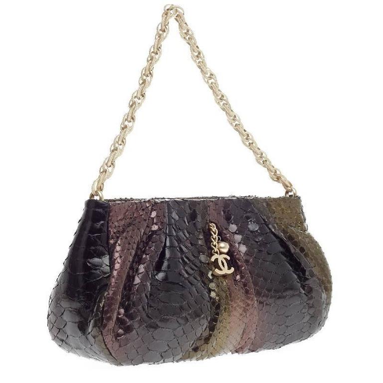 Chanel Chain Strap Pochette Python at 1stDibs