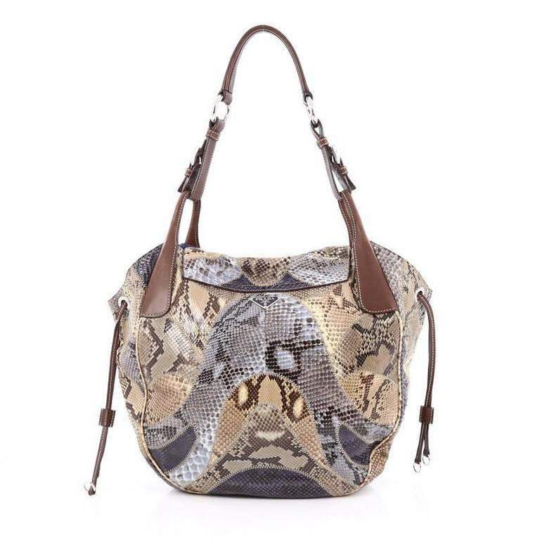 Prada Pushlock Tote Patchwork Python Large at 1stDibs