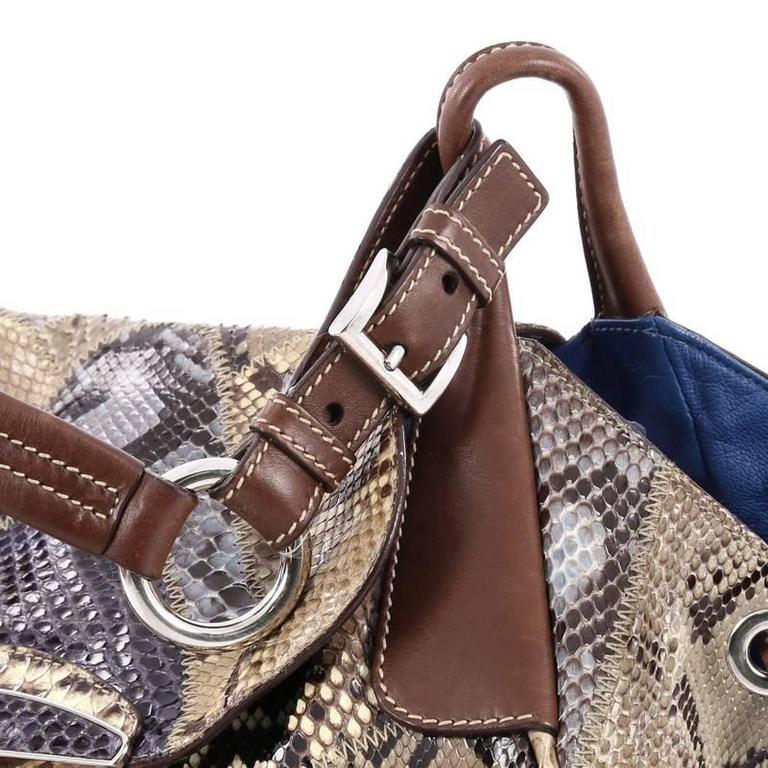 Prada Pushlock Tote Patchwork Python Large at 1stDibs