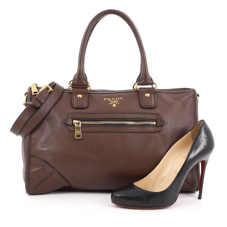 Prada Front Zip Convertible Satchel Vitello Daino Medium at 1stDibs