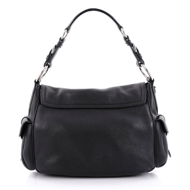 Prada Side Pocket Flap Shoulder Bag Vitello Daino Medium at 1stDibs