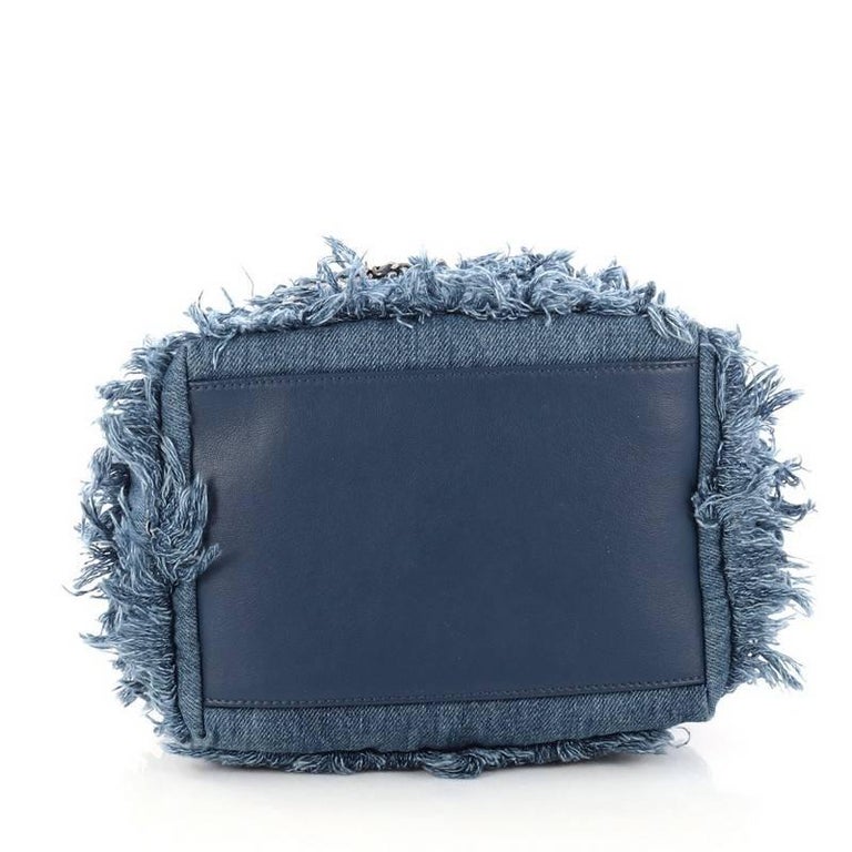 Chanel Drawstring Charm Bucket Bag Fringe Denim at 1stDibs
